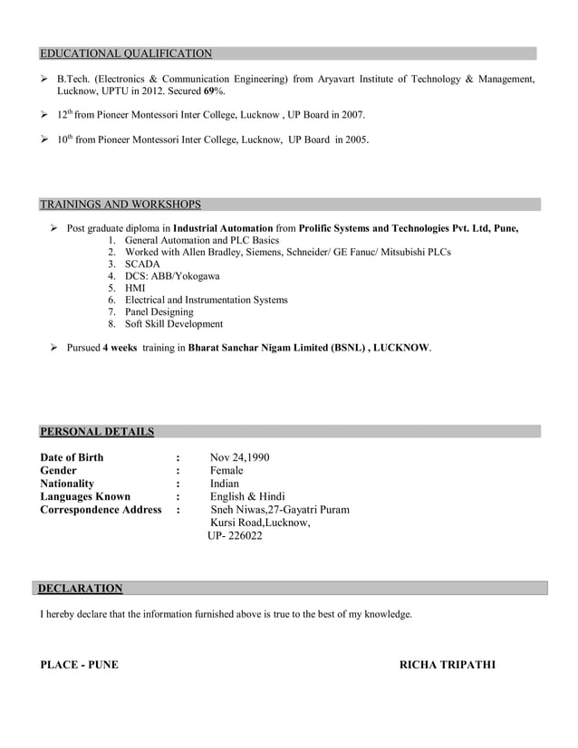 RICHA TRIPATHI RESUME | PDF