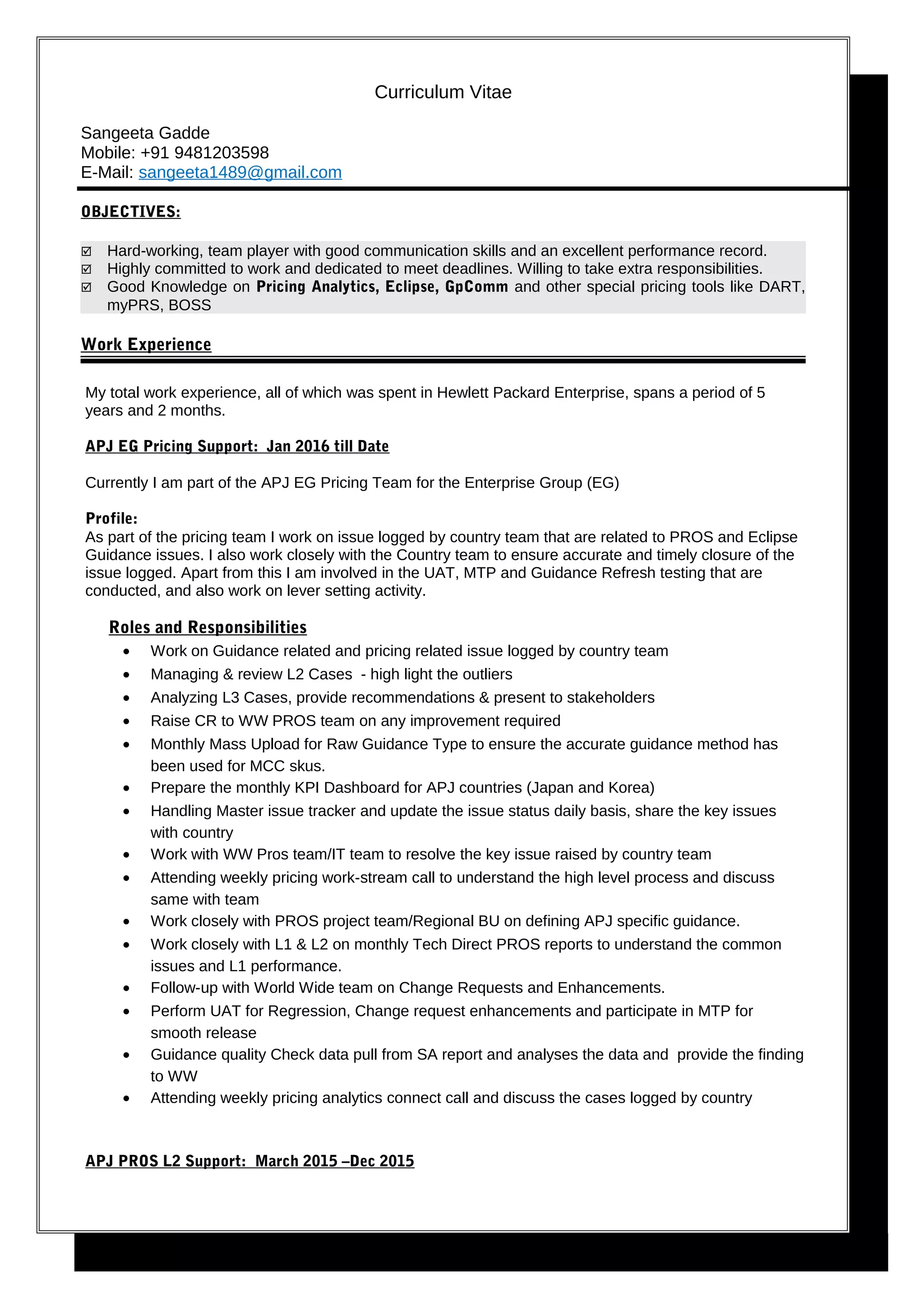 Resume Sangeeta | DOC