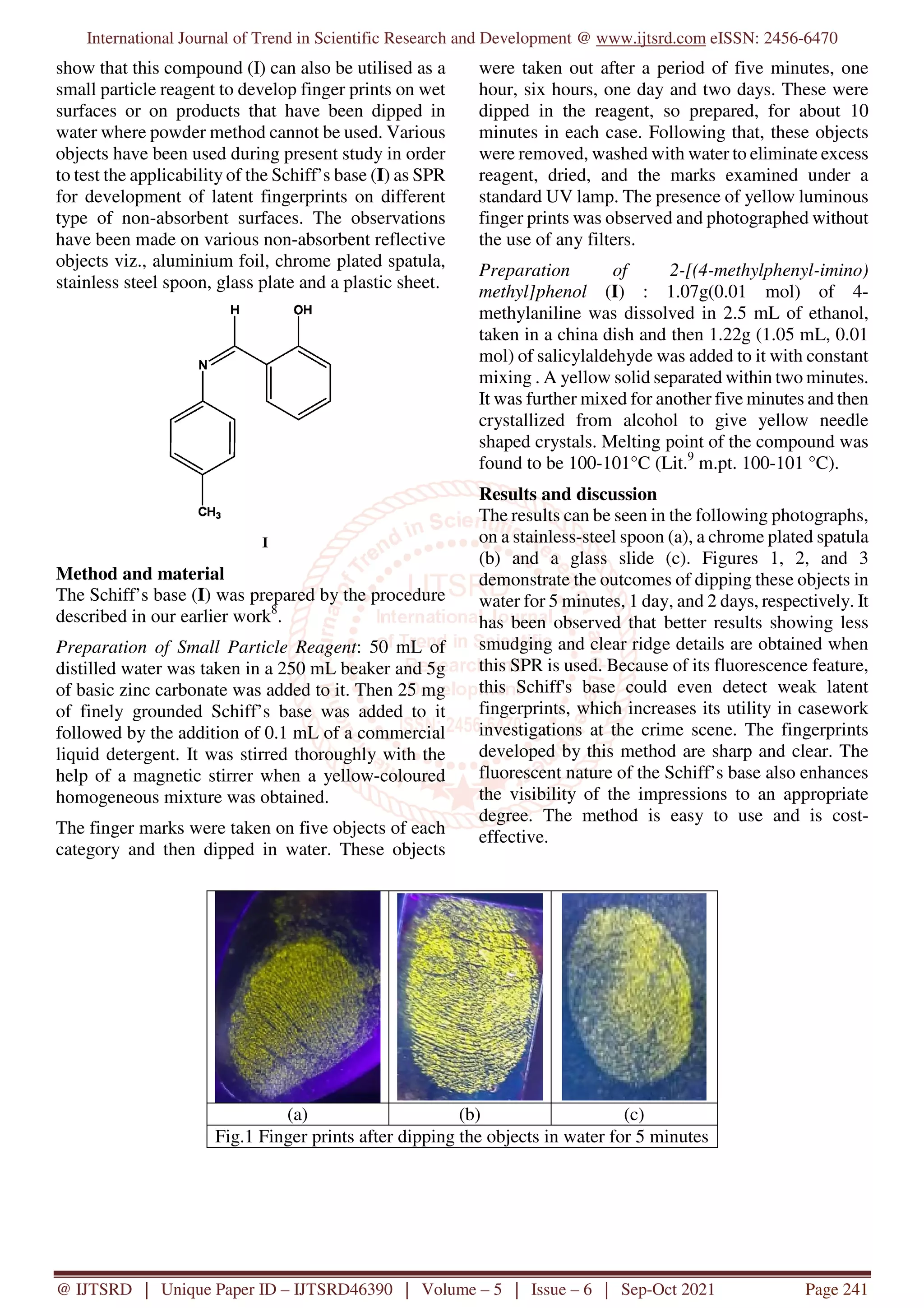 Developing Latent Fingerprints on Wet Surfaces with a Fluorescent ...