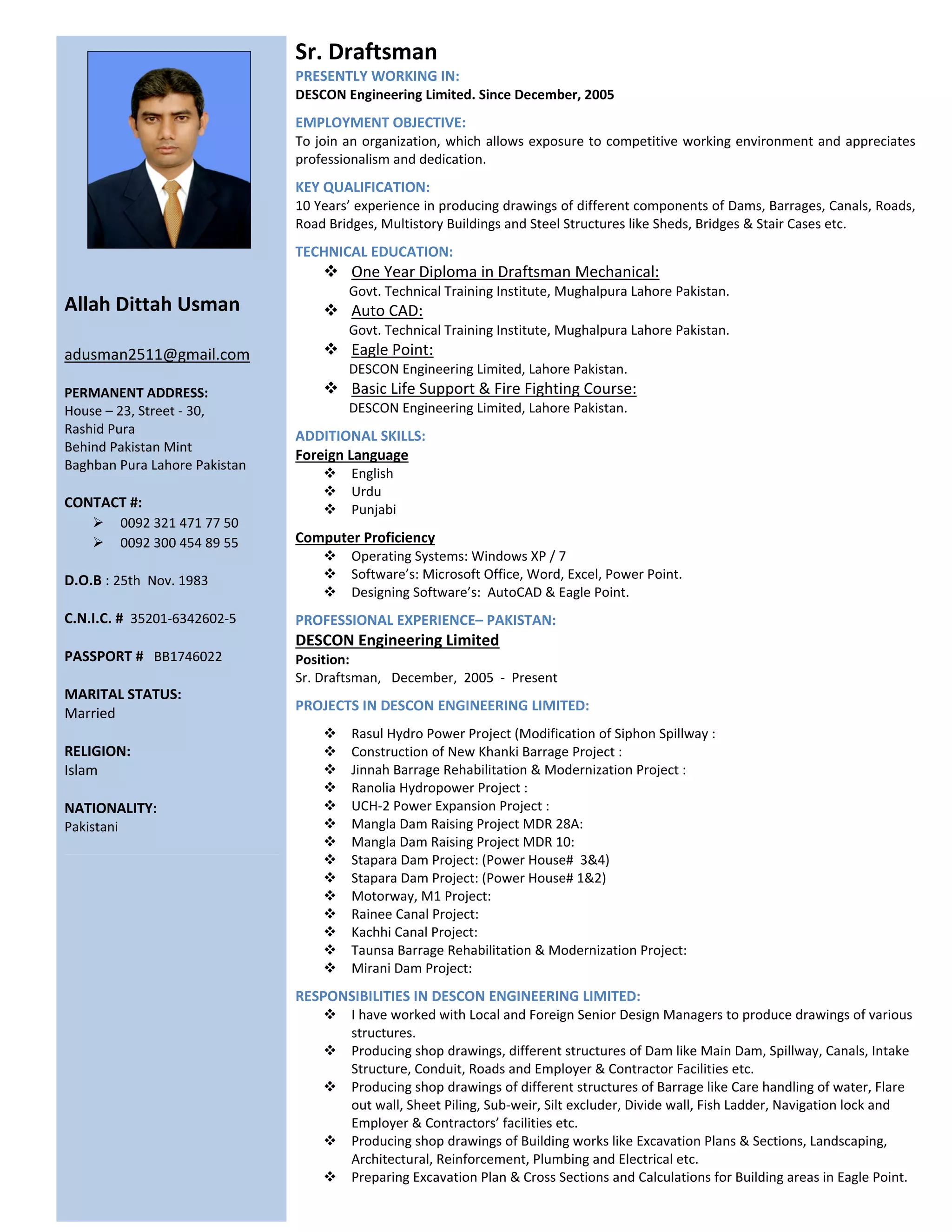 Sr. Draftsman_adusman CV | PDF