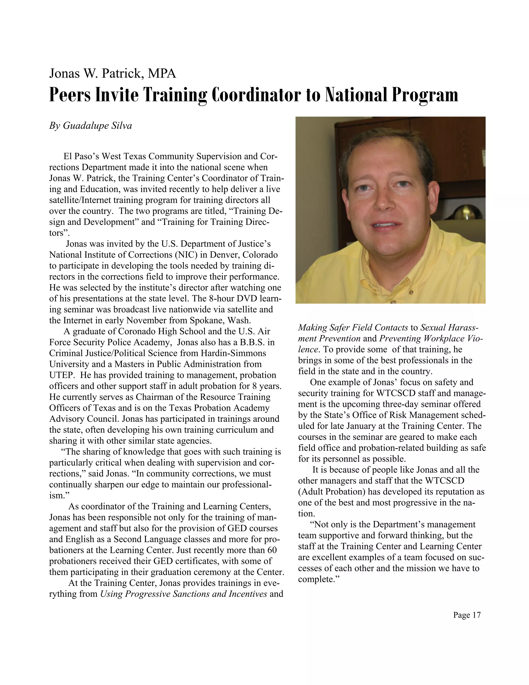 JWP Newsletter Bio 2009 | PDF