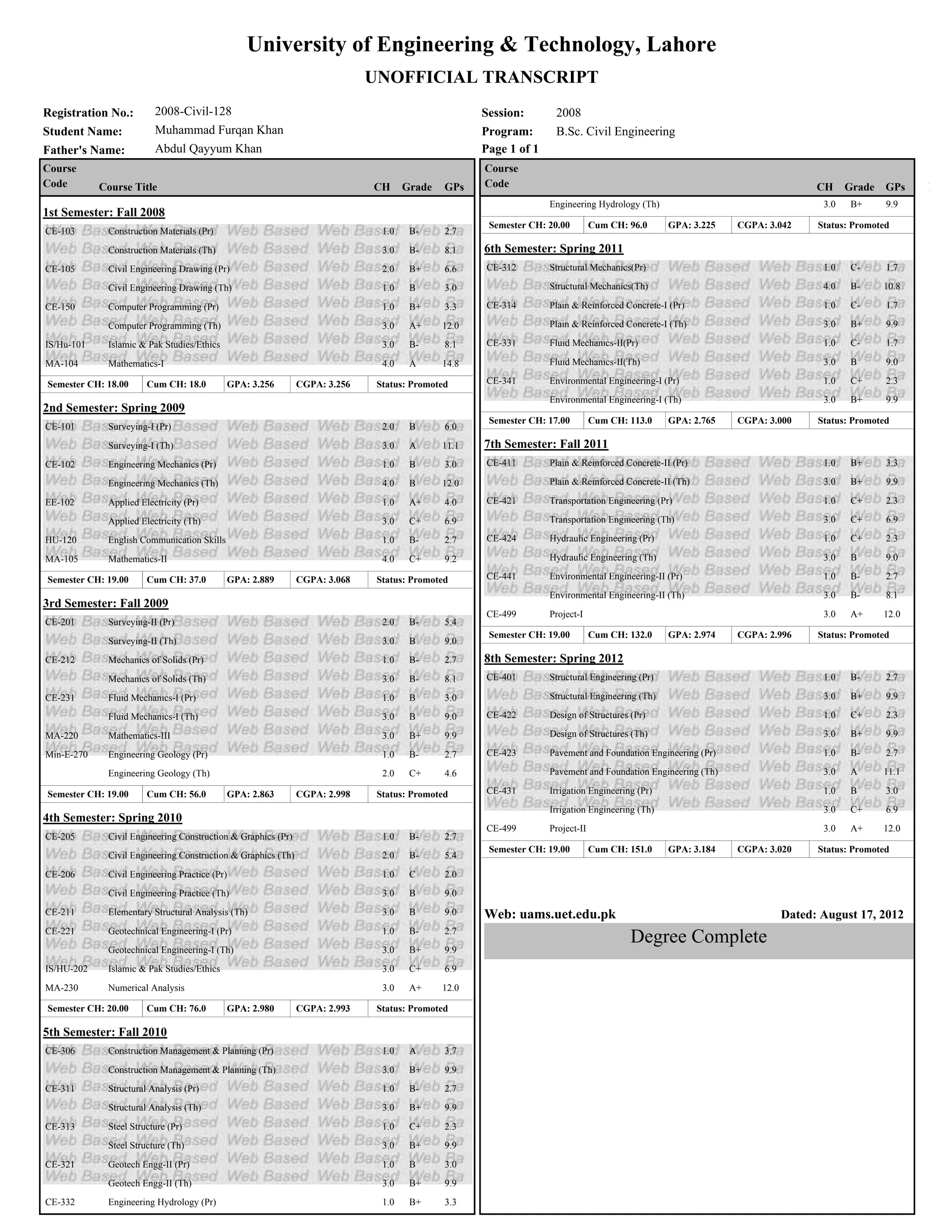 BSC Transcript | PDF