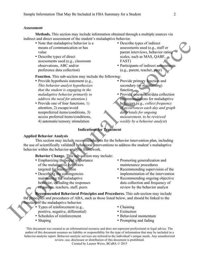 FBA Summary Resource | PDF