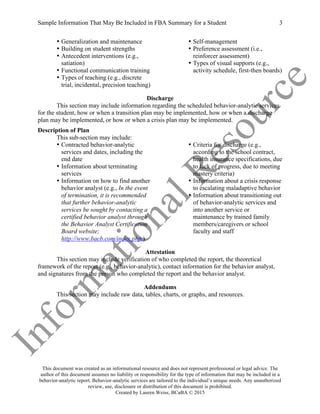 FBA Summary Resource | PDF