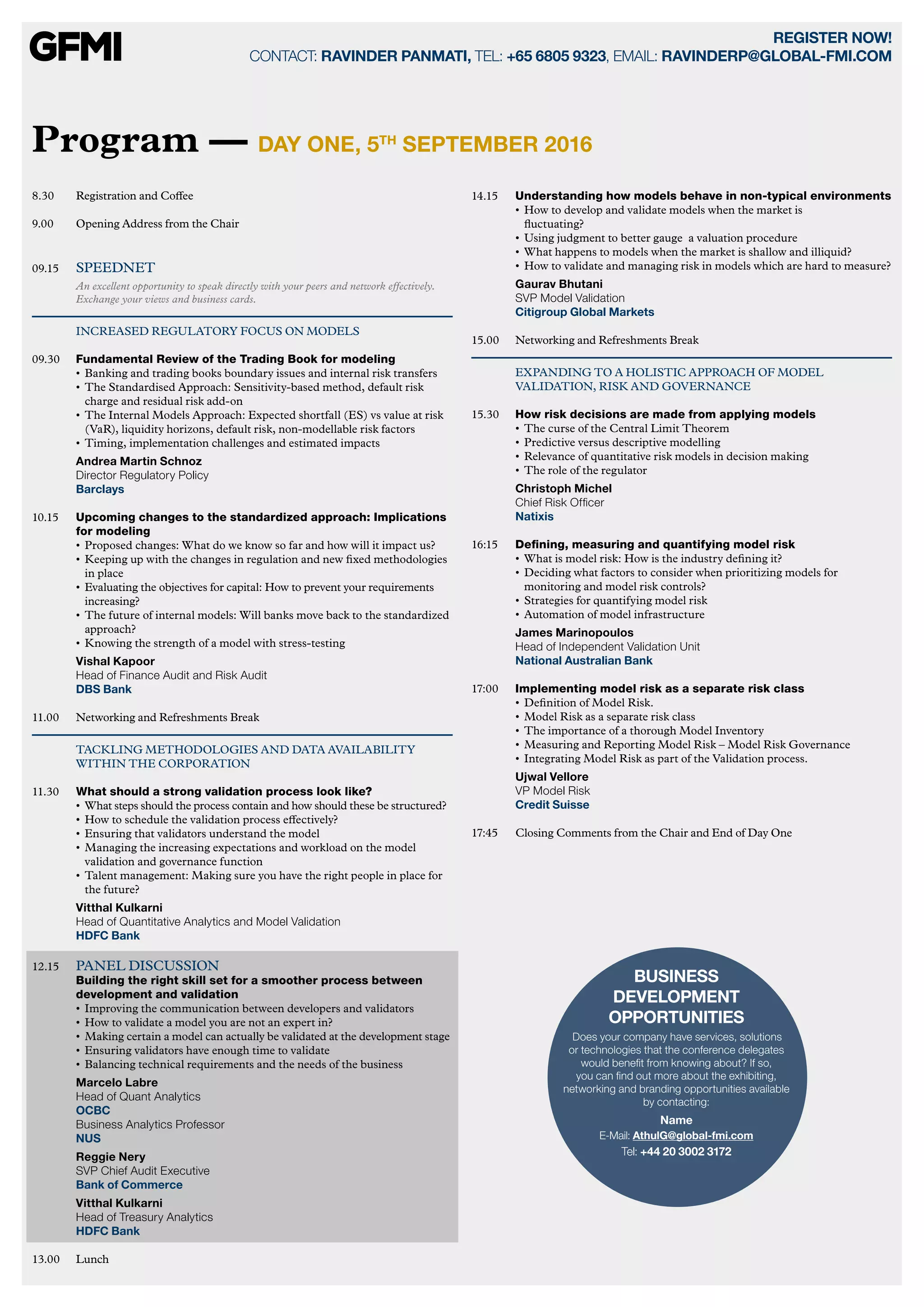 Model Validation and Model Risk Conference September 5-7, 2016 ...
