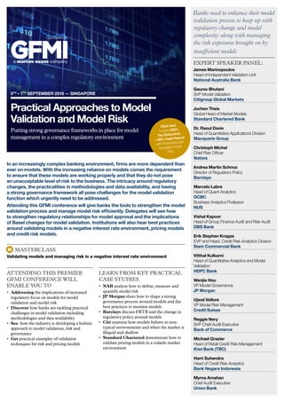 Model Validation and Model Risk Conference September 5-7, 2016 ...