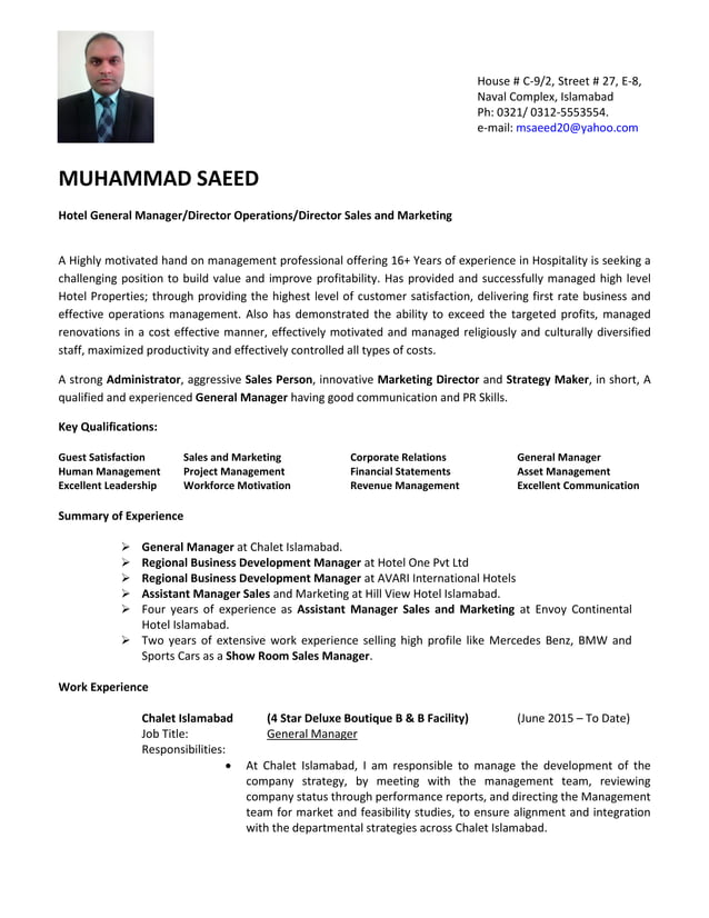 CV Muhammad Saeed 19112016 | PDF | Sales | Business