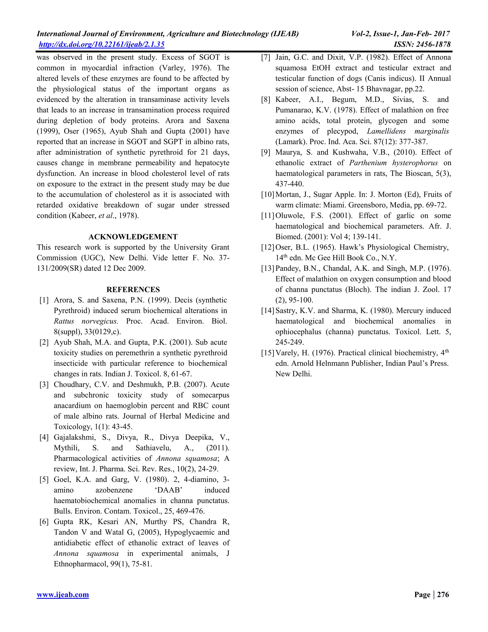 effect of ethanolic extract of the leaves of plant annona squamosa on hematological | PDF