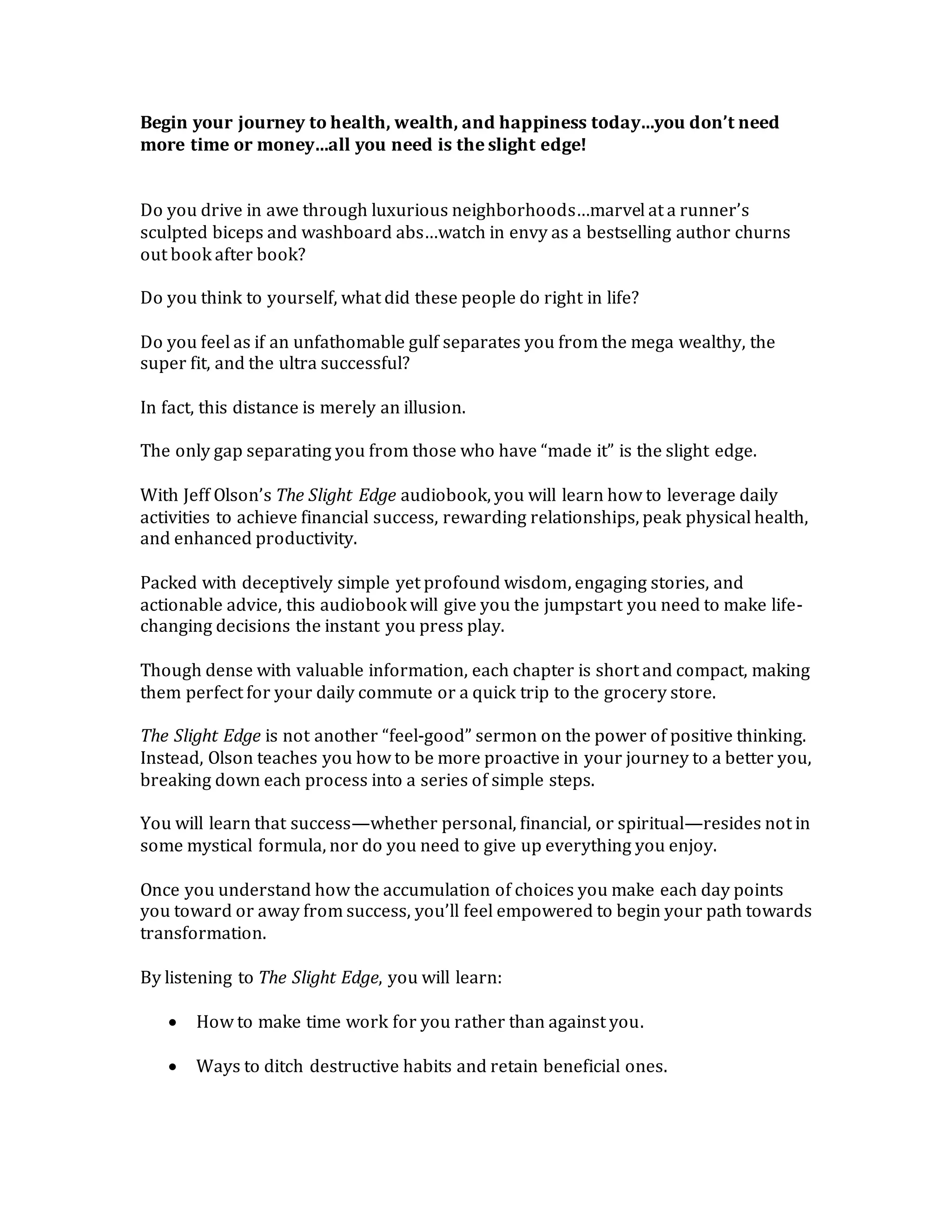 The Slight Edge landing page | DOCX