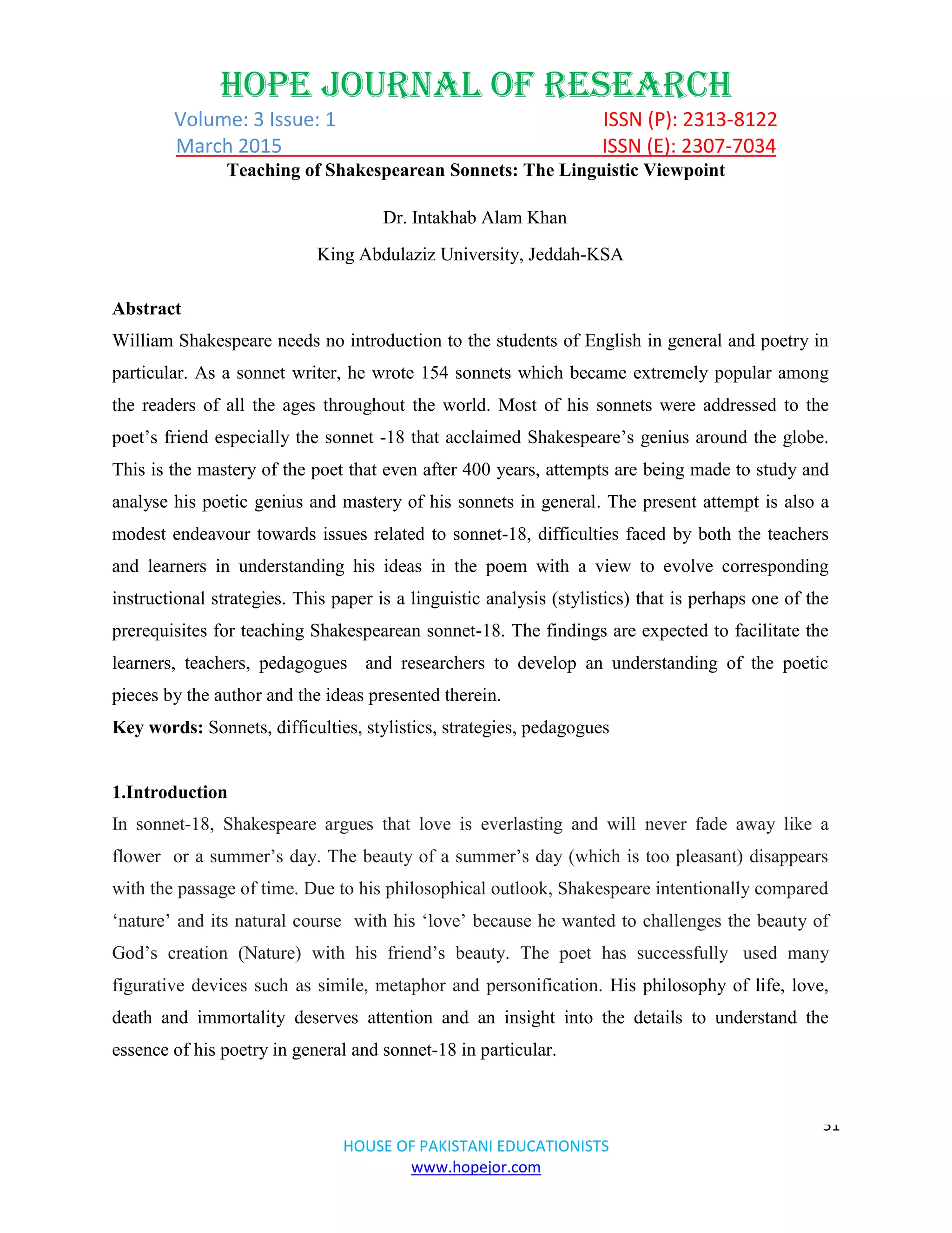 shakespearean sonnet | PDF