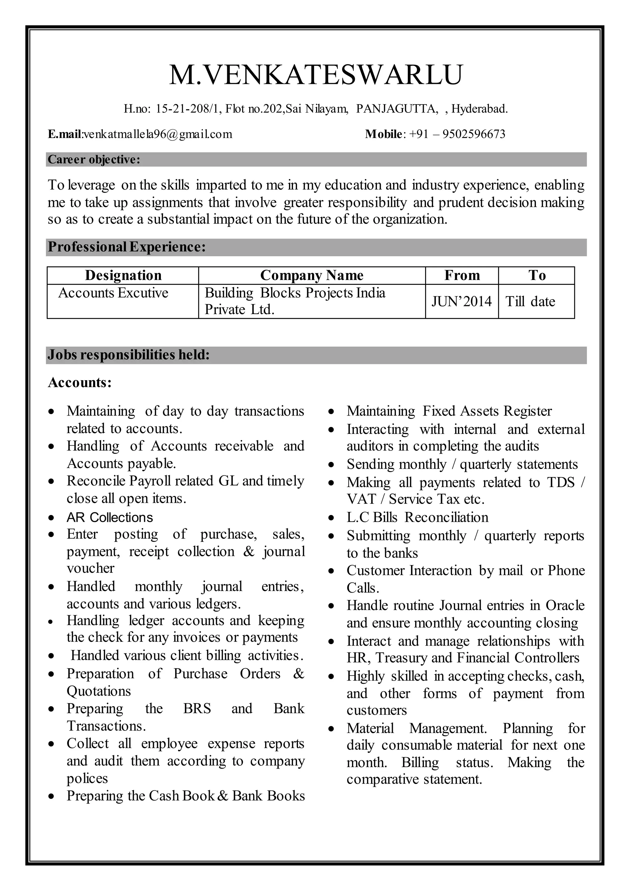 VENKAT RESUME | PDF