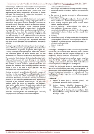 Features of Reading as a Process of Communication, Reading as a Goal ...