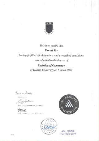 Deakin Certificate | PDF