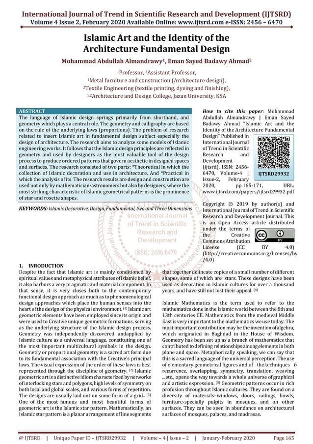 Islamic Art and the Identity of the Architecture Fundamental Design ...