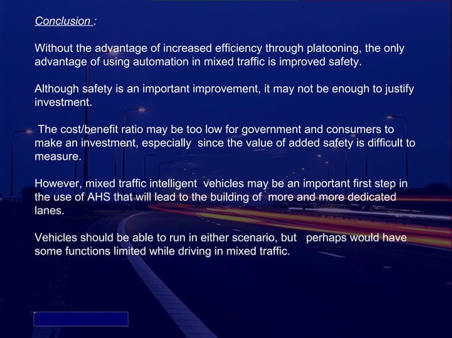 automated highways system | PPT | Auto Safety Technologies | Auto ...
