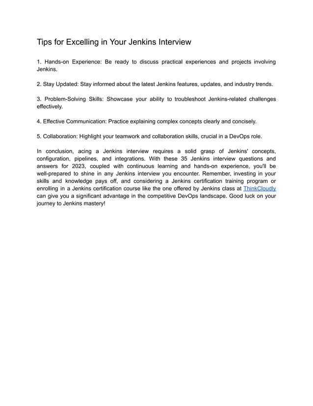 35 Jenkins Interview Questions and Answers for 2023.pdf | Cloud Computing | Internet