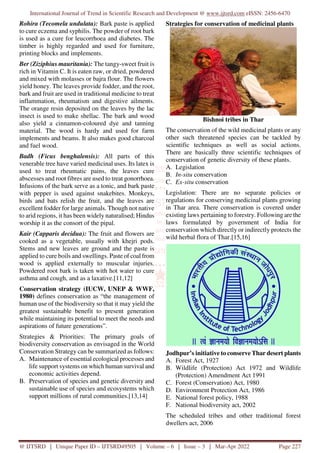 Loss of Flora of Ethnobotanical Significance in Indian Thar Desert and its Conservation ...