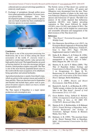 Loss of Flora of Ethnobotanical Significance in Indian Thar Desert and its Conservation ...