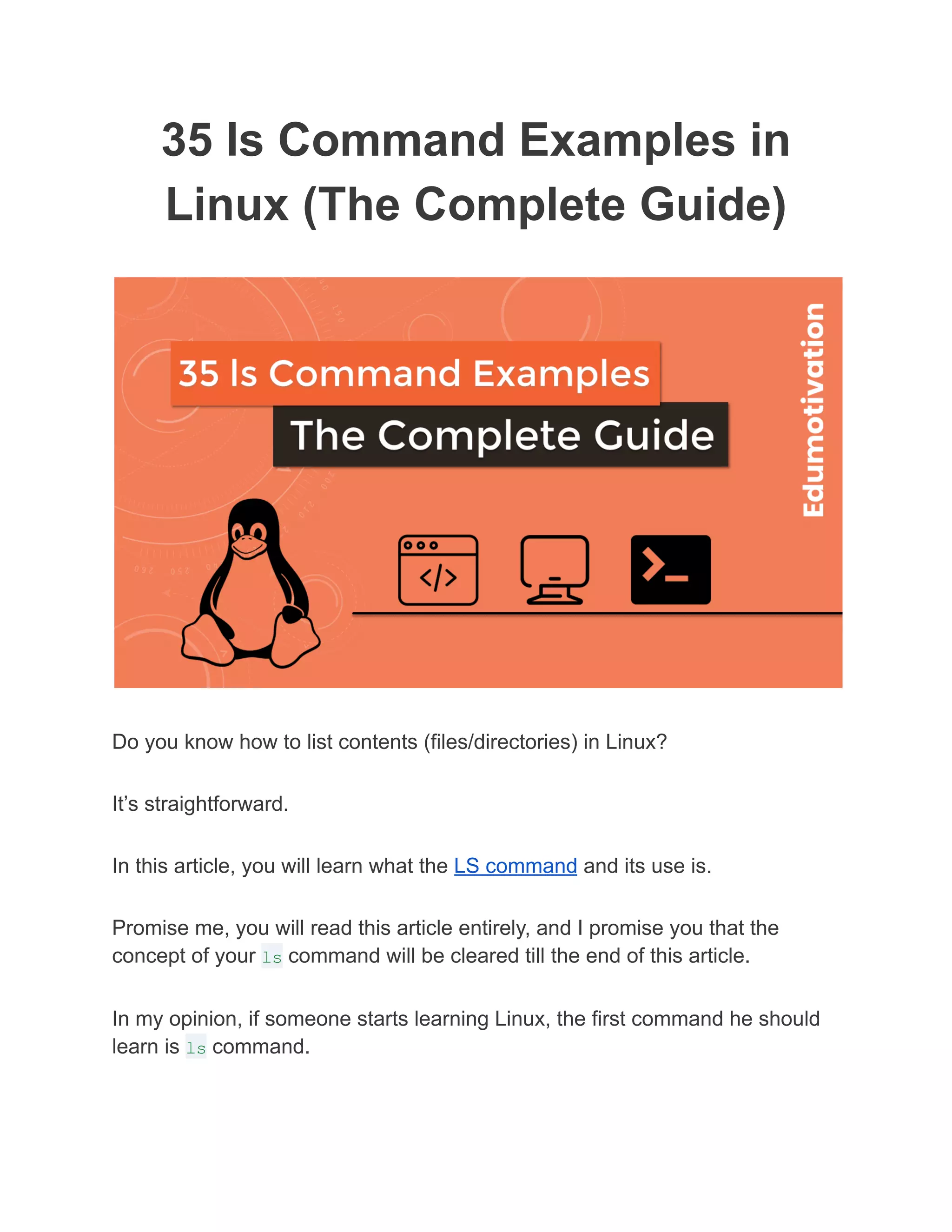 35 Ls Command Examples In Linux The Complete Guidepdf