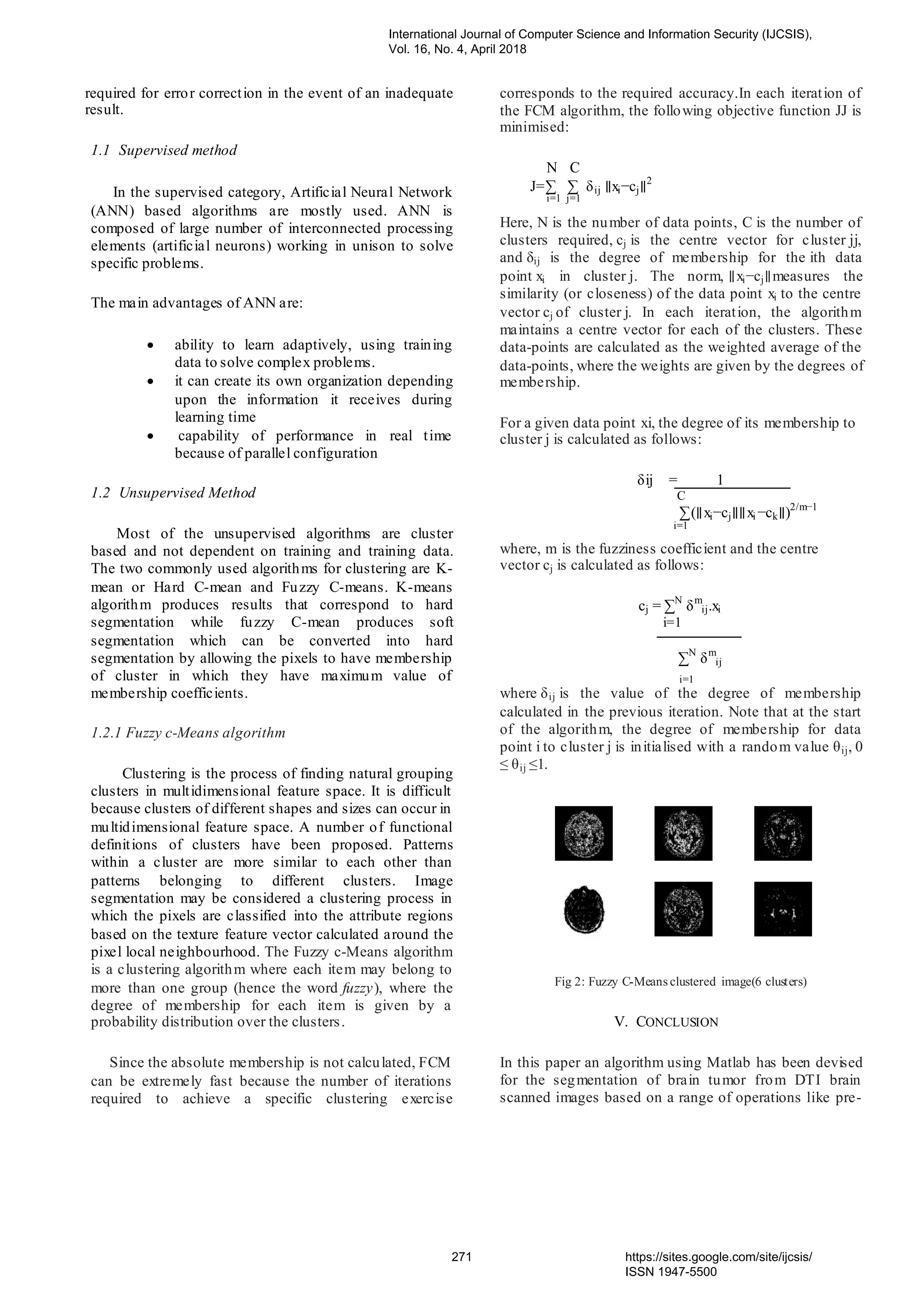 Segmentation Of Diffusion Tensor Brain Tumor Images Using Fuzzy C Means Clustering Pdf