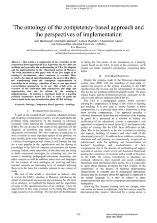 The Ontology of the Competency-Based Approach and the Perspectives of Implementation | PDF
