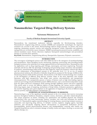 Nanomedicine: Targeted Drug Delivery Systems (www.kiu.ac.ug) | PDF