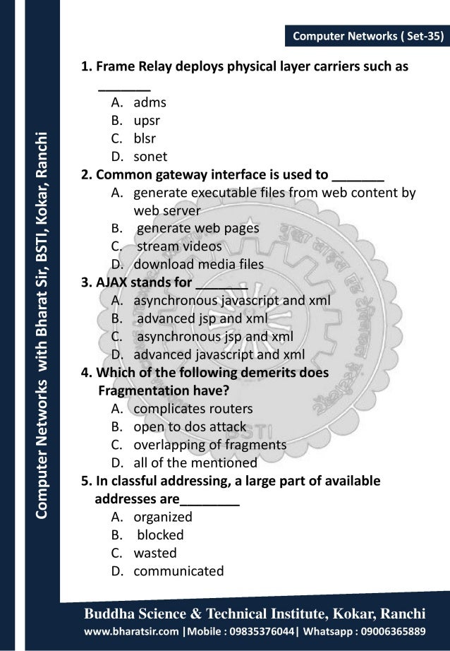 BSTI-BharatSir : Computer Network , Set-35 | PDF