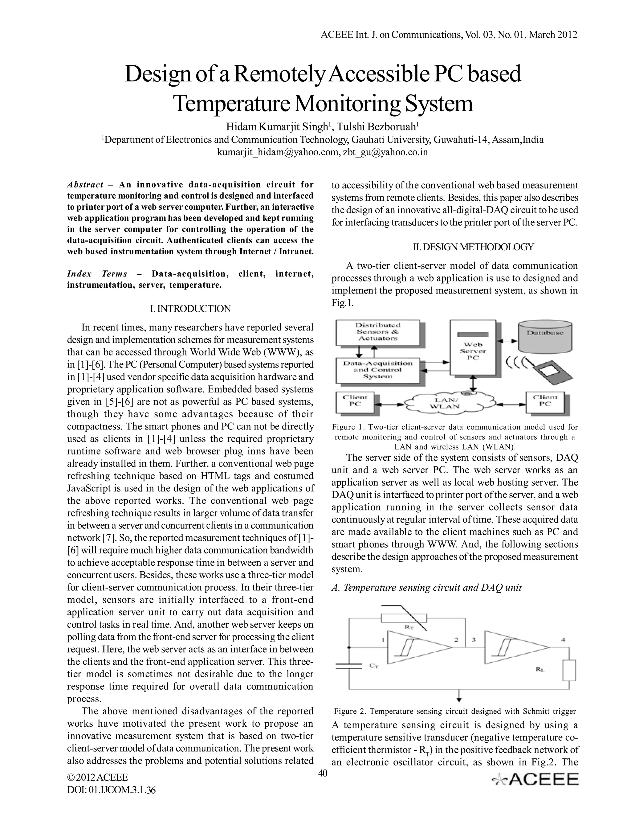 Design of a Remotely Accessible PC based Temperature Monitoring System | PDF | Internet of ...