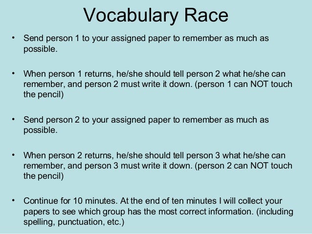 36. newspaper quiz and vocabulary race