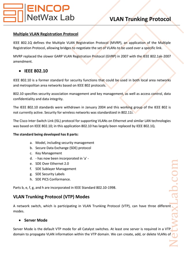 VLAN Trunking Protocol | PDF | Computer Networking | Computing