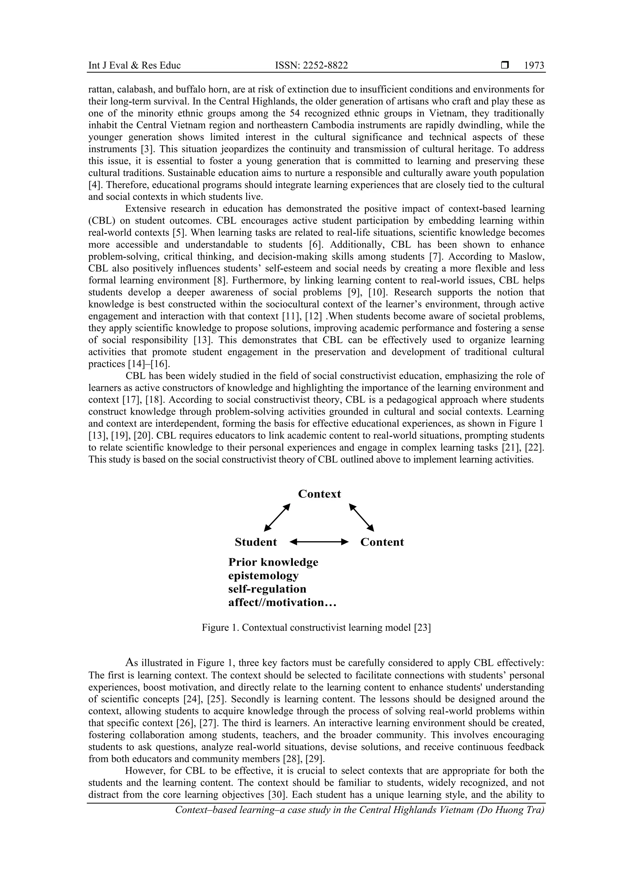 Context–based learning–a case study in the Central Highlands, Vietnam | PDF