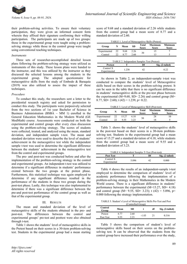Enhancing Students' Metacognitive Skills Through Problem-Solving ...