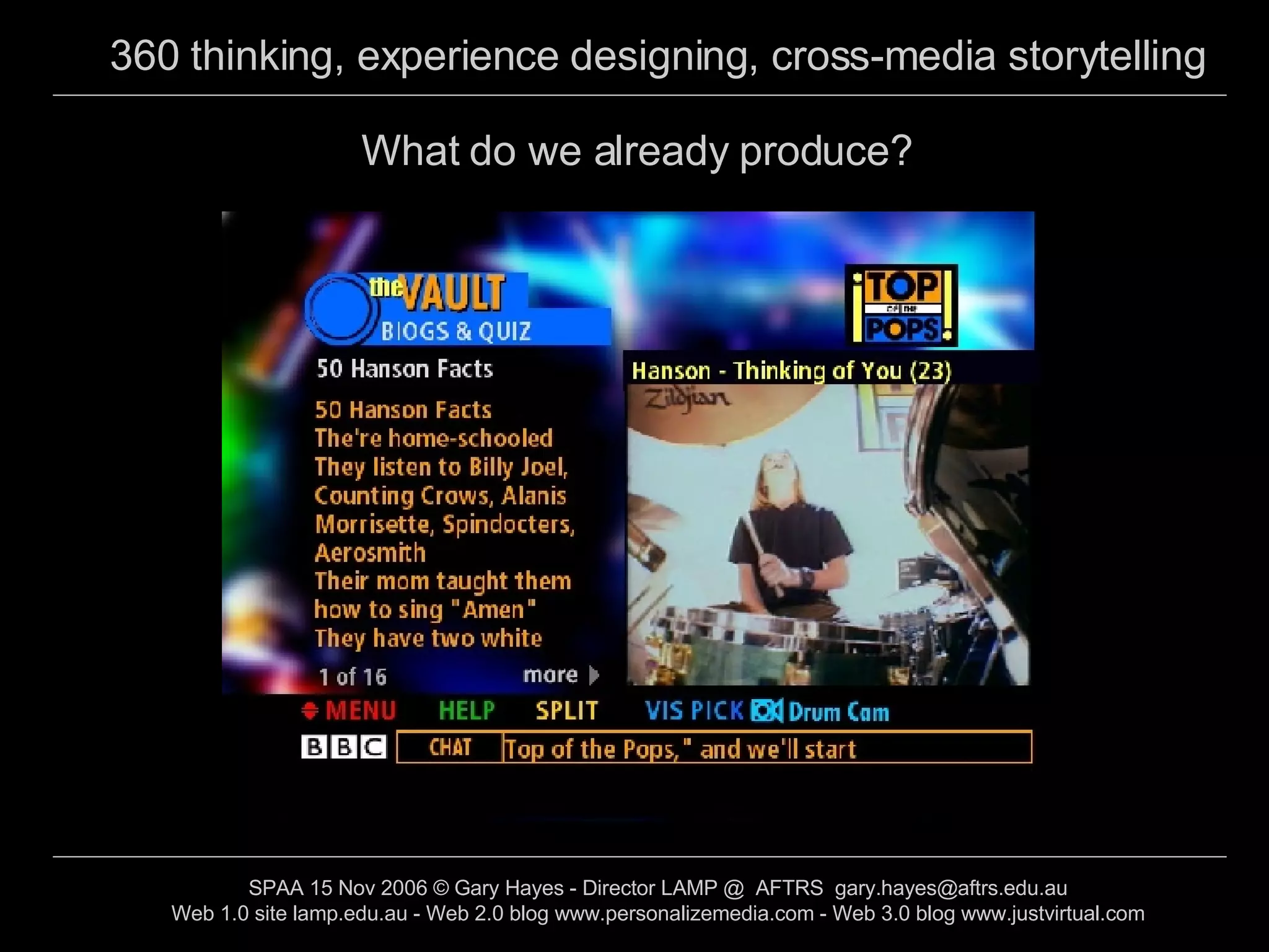 360 thinking, experience designing, cross-media storytelling | PPT