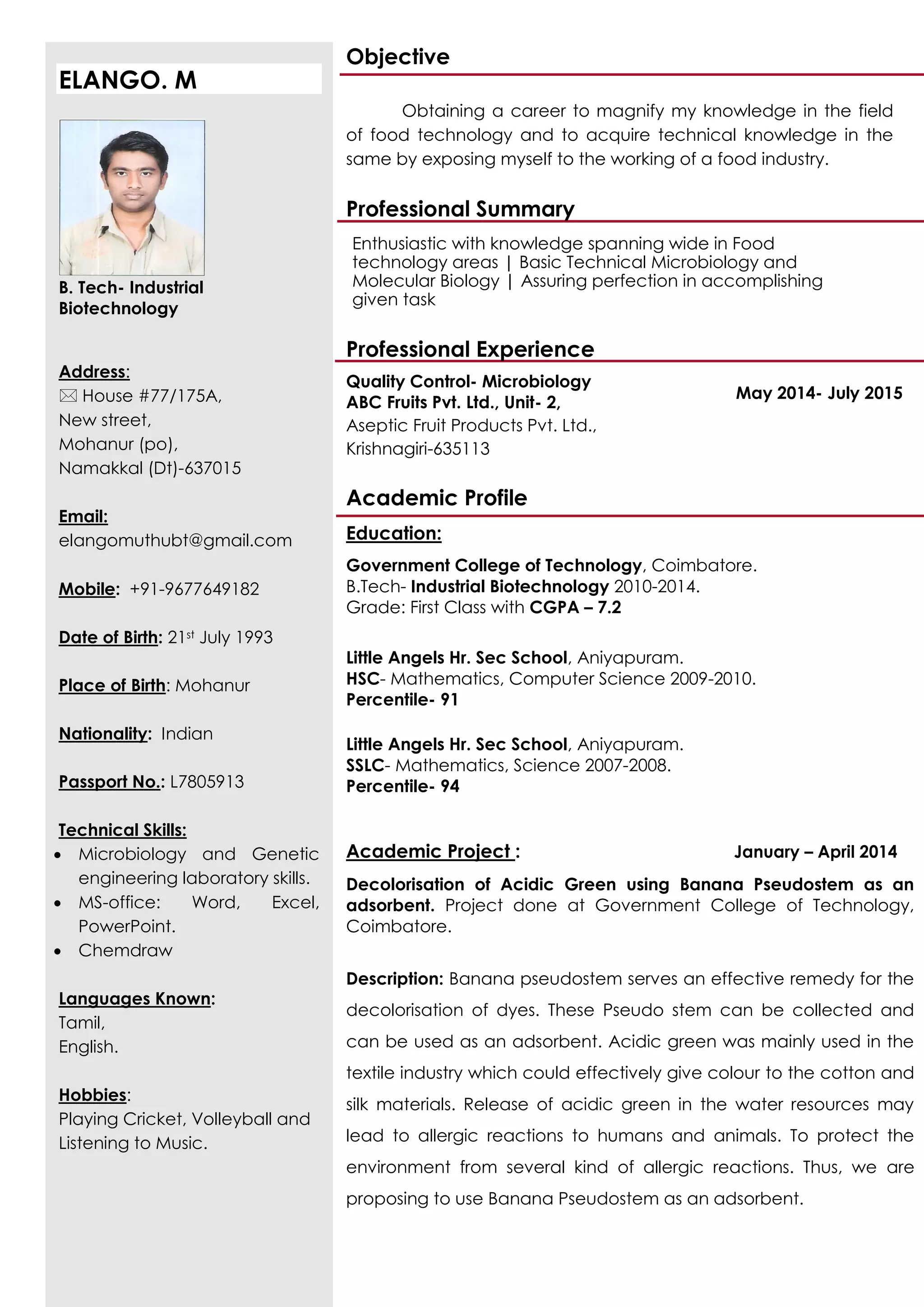 Elango CV | PDF