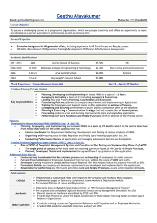 Geethu Ajayakumar Resume | PDF