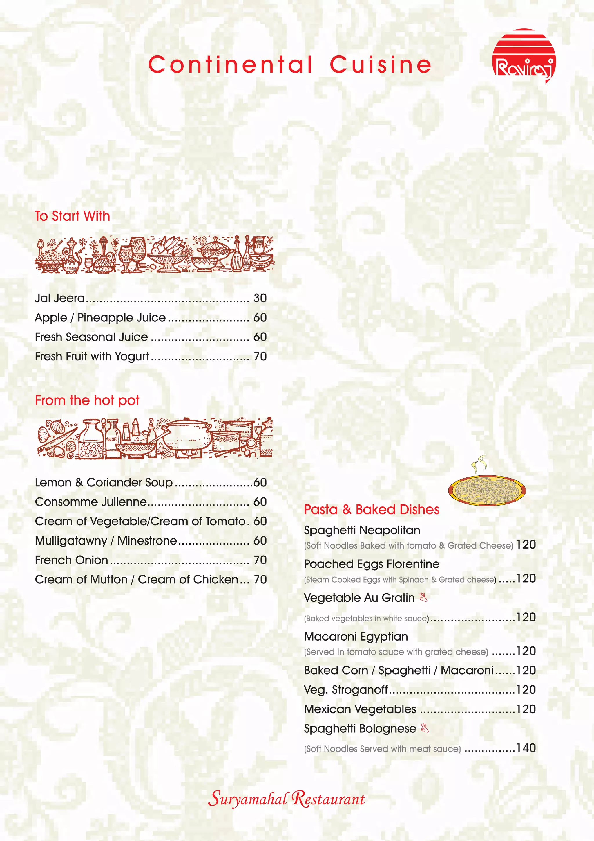 Raviraj - Restaurant Menu Card 2009 - 2010 | PDF