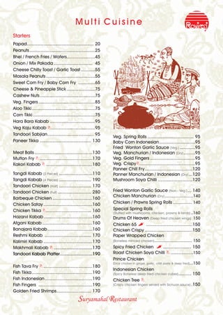 Raviraj - Restaurant Menu Card 2009 - 2010 | PDF