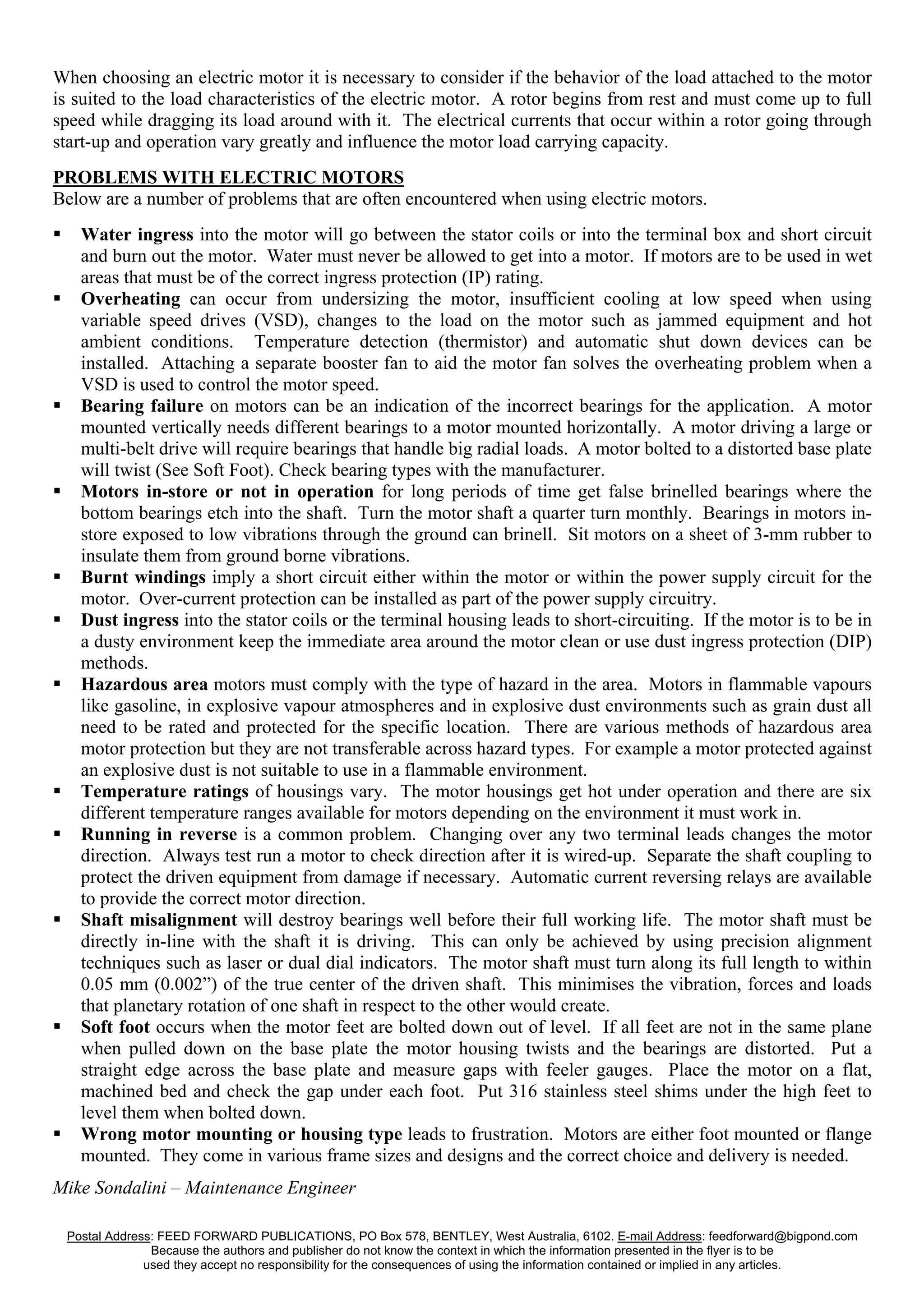 Electric motor problems | PDF