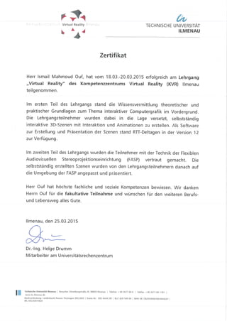 Virtual Reality Certificate | PDF | Simulation Video Games | Video Game Genres