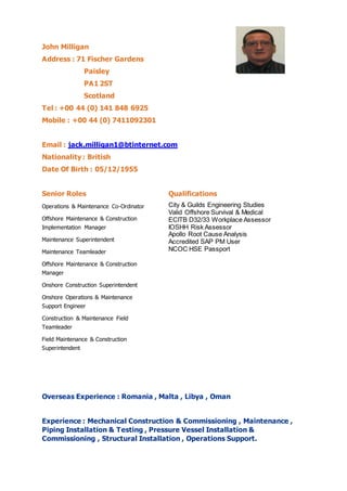 CV 2016.doc | Civil Engineering Industry | Industries