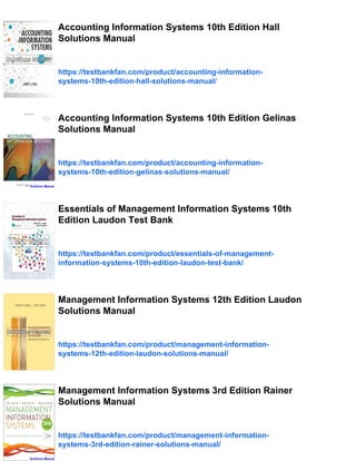 Management Information Systems 10th Edition OBrien Solutions Manual | PDF