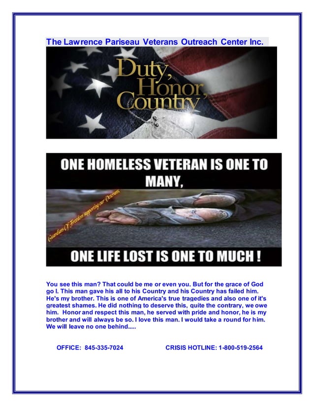 The Lawrence Pariseau Veterans Outreach Center LLC homeless feet flyer ...