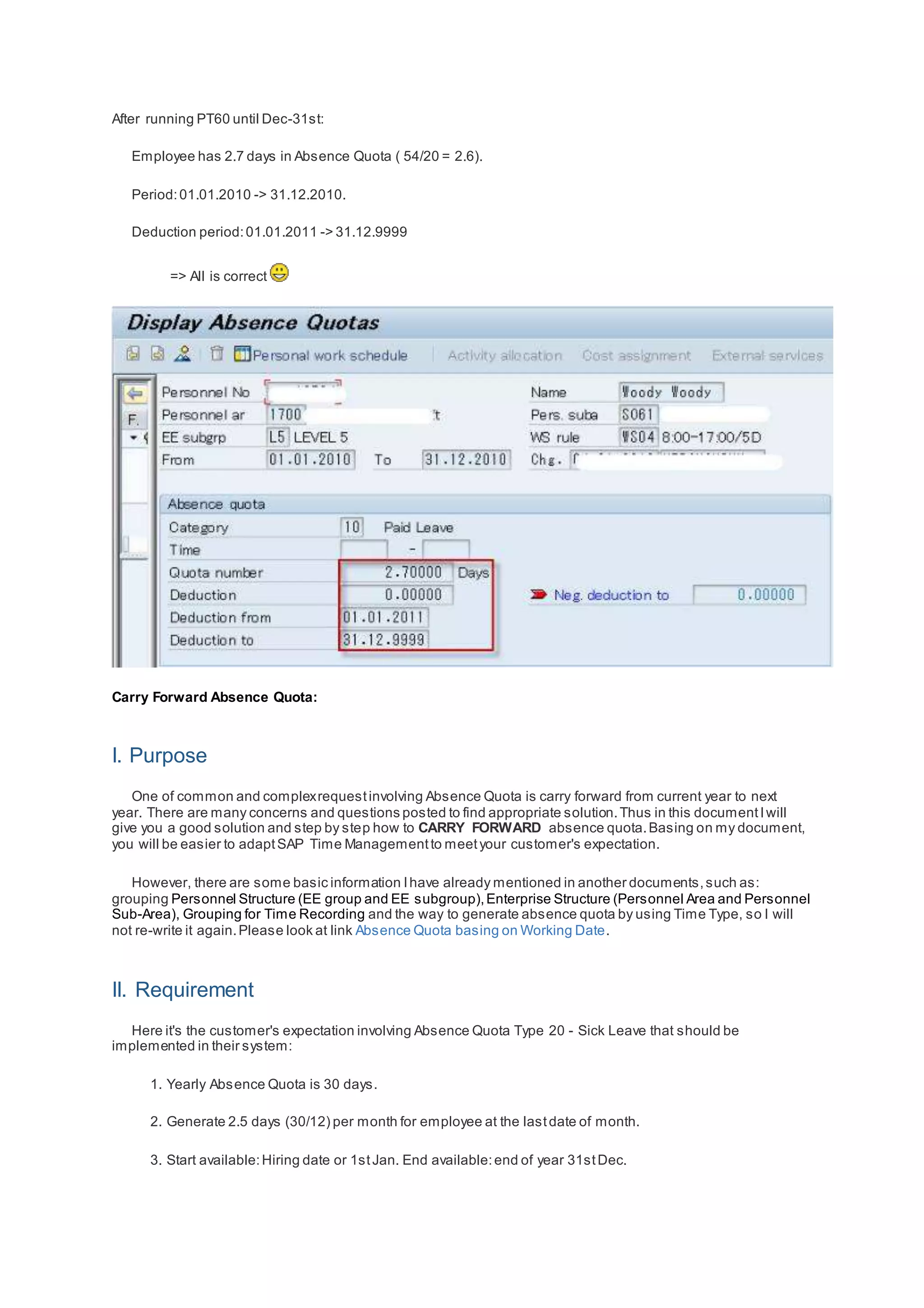 How to create Leave balance carry forward in SAP HCM | DOCX