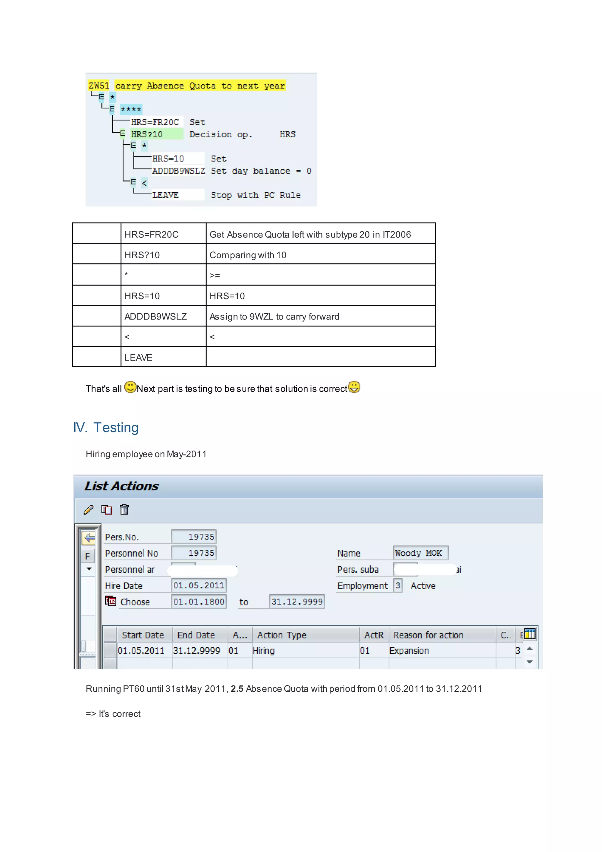 How to create Leave balance carry forward in SAP HCM | DOCX