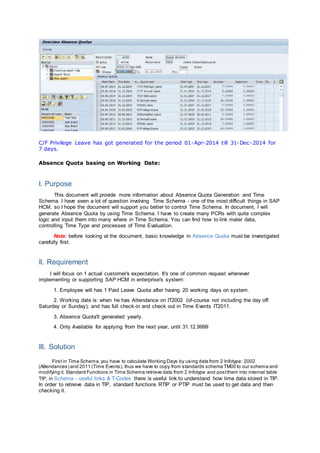 How to create Leave balance carry forward in SAP HCM | DOCX