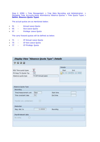 How to create Leave balance carry forward in SAP HCM | DOCX