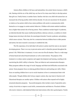 CHD 210 Research Paper-Autism | DOC
