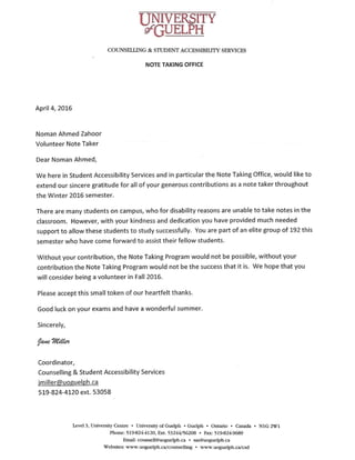 Note Taker Letter of Appreciation | PDF