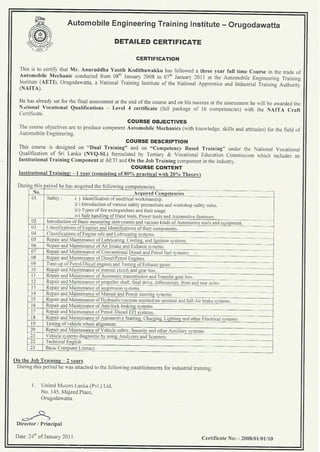Automobile Engineering Craftsman Certificate | PDF