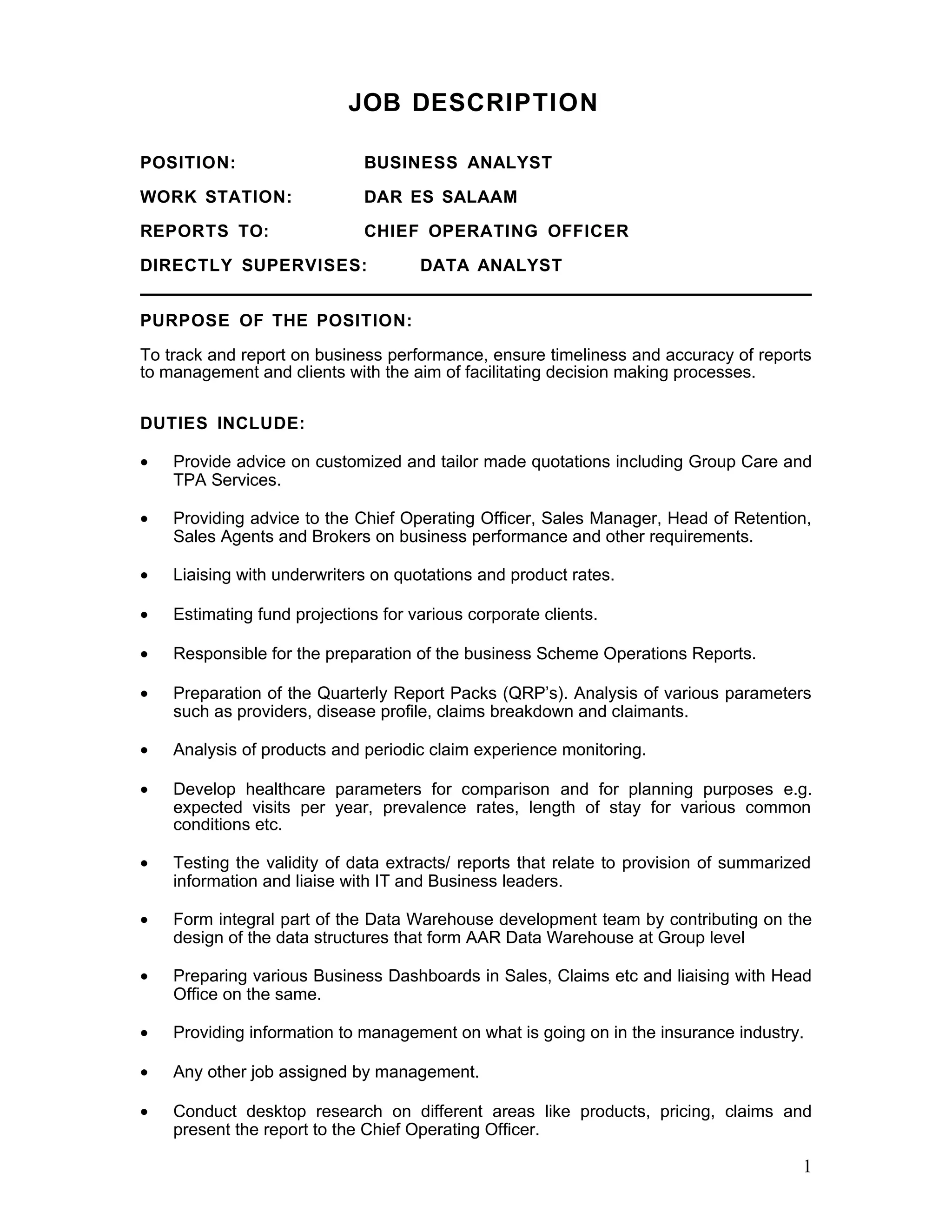 JD- Business Analyst | DOC